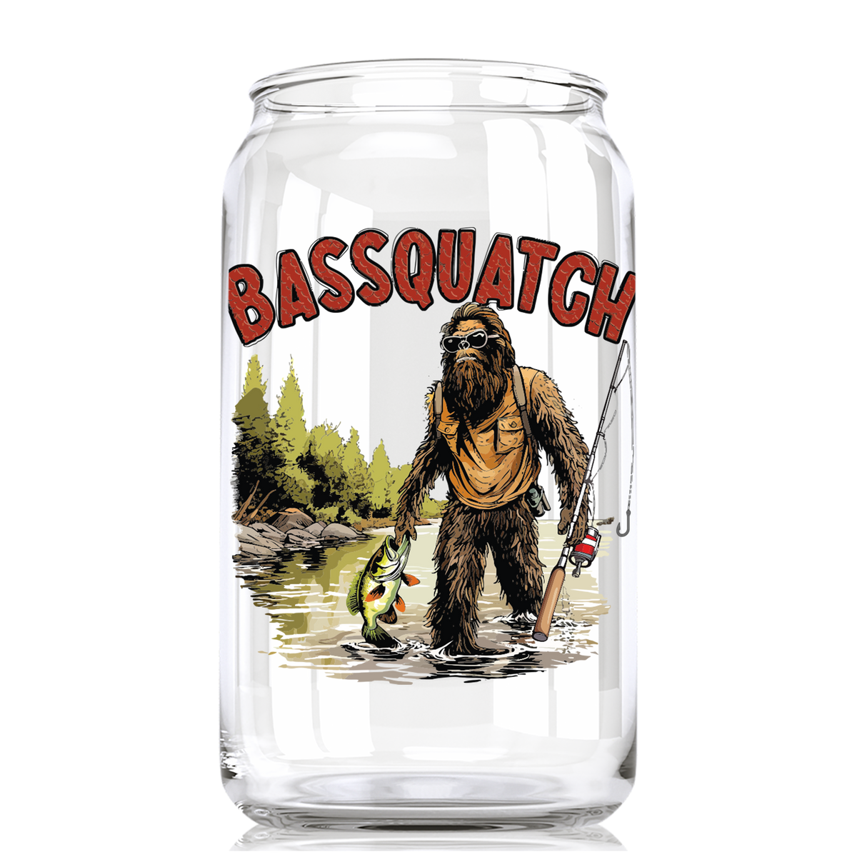 Bassquatch - Fishing Bigfoot Beer Can Glass – 2 Monkey Trading LLC